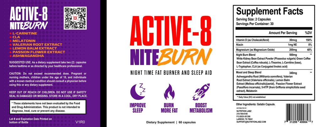 Active-8 Nite Burn- Night Time Fat Burner & Sleep Aid – Nutrition Labz